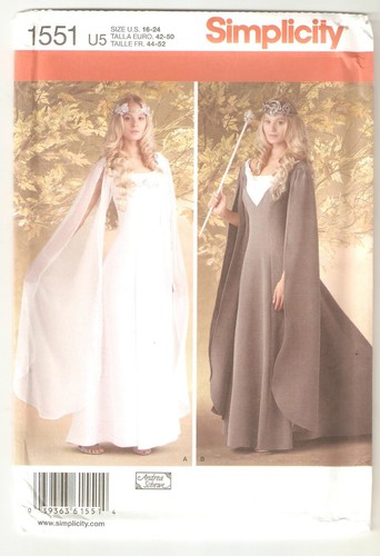 Simplicity Pattern 1551 Miss Medieval LOTR Elven Queen Fantasy Costumes ...