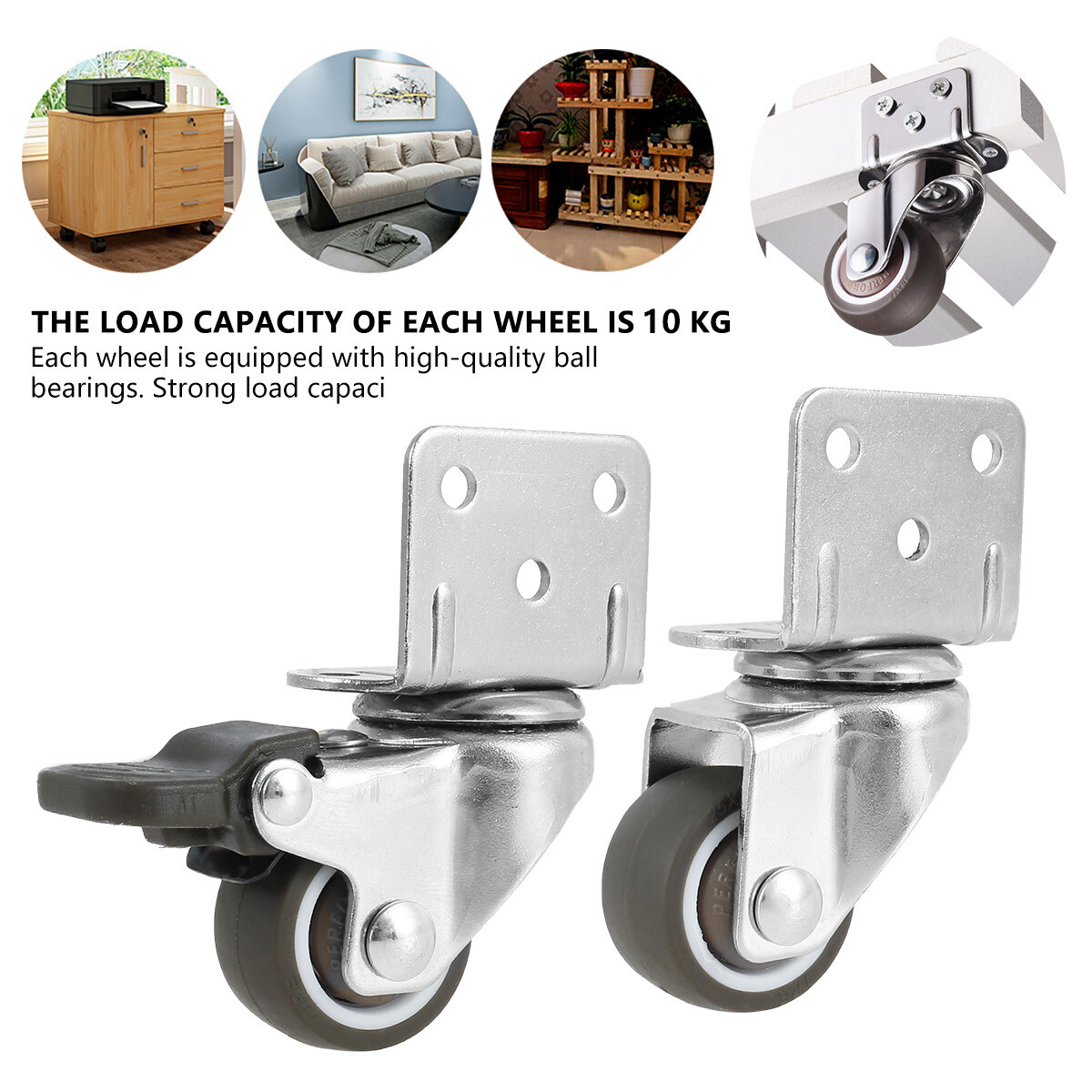 4 Pcs Furniture Castors Heavy Duty Casters Stable Swivel Plate Casters ...