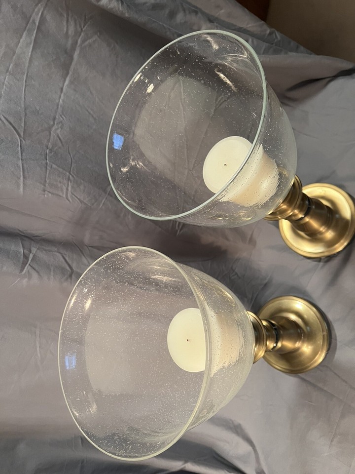 Vintage 1997 Chapman seeded glass hurricane brass and marble candle ...