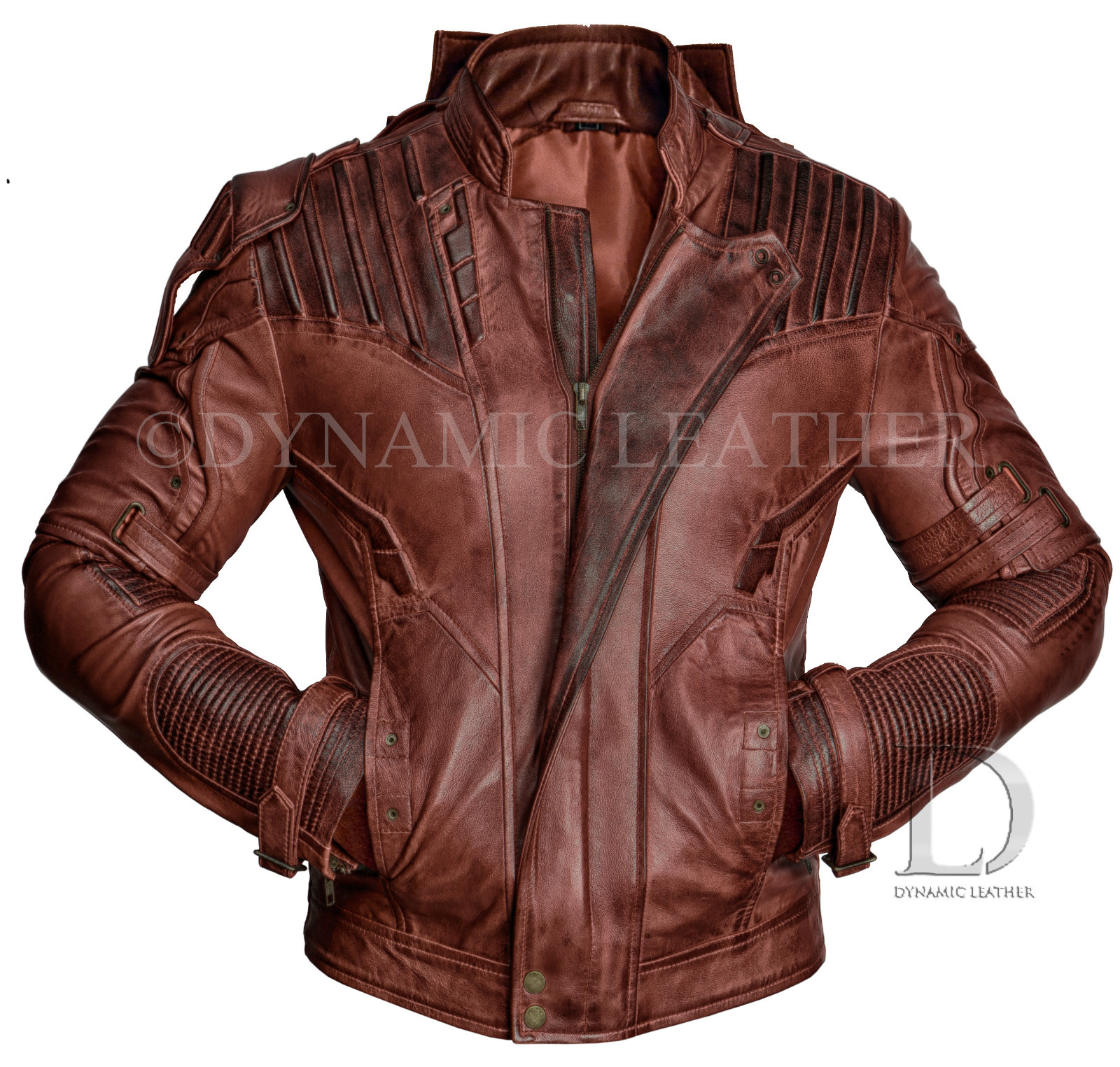 Guardians of the Galaxy 2 Star Lord Reddish Waxed Brown Real Leather ...