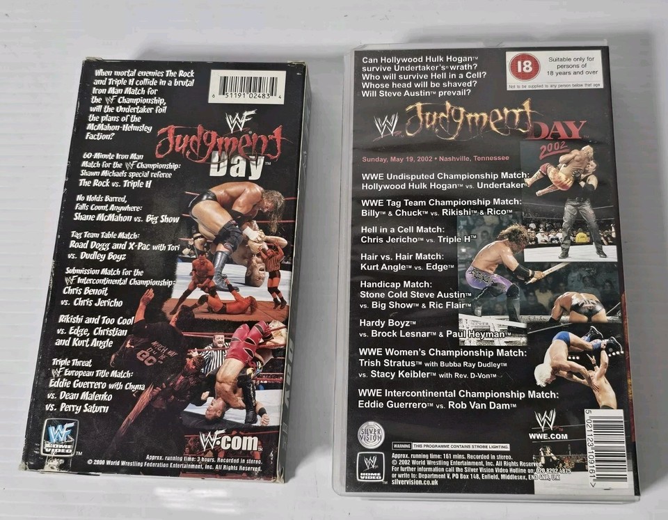 RARE 2 WWE Judgment Day VHS TAPES 2002 WWF, Hogan, Undertaker, Jericho ...