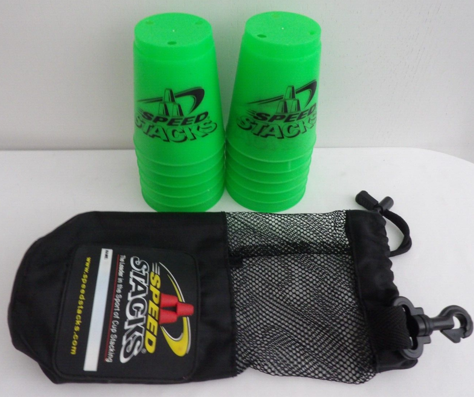Speed Stacks 12 Official WSSA Sport Green Neon Stacking Cups Plus Bag ...