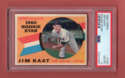JIM KAAT 1960 TOPPS ROOKIE RC #136 FRESHLY GRADED PSA 4 VG-EX ...