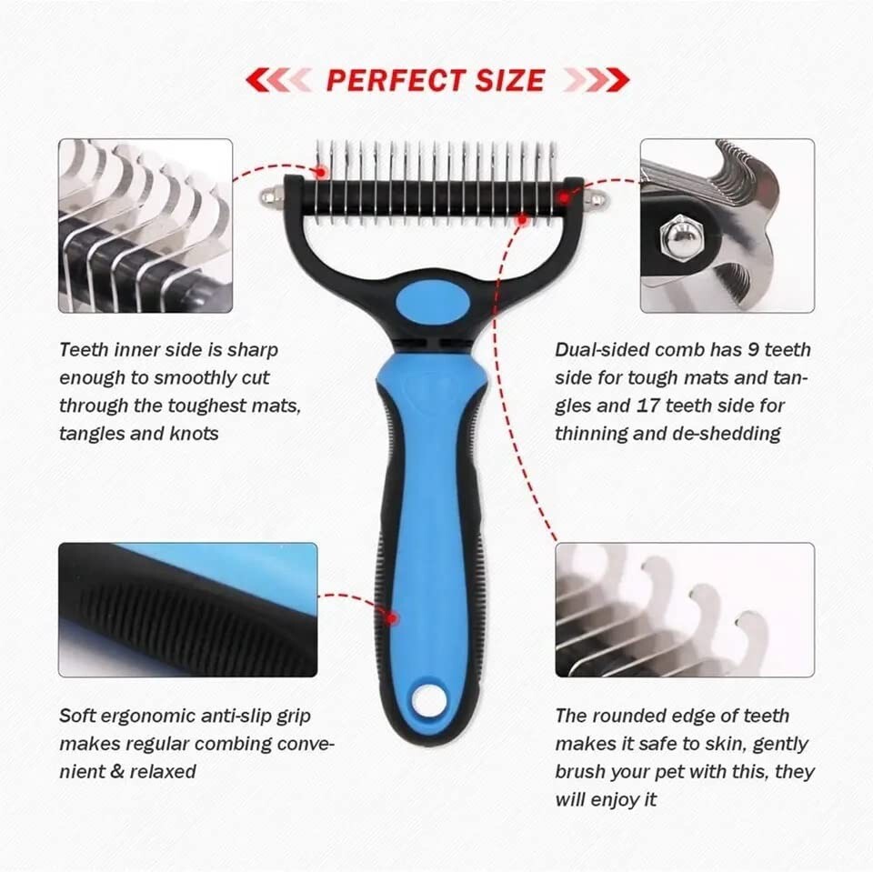 Pet Shedding Brush Grooming 2 Sided Undercoat Dog Cat Comb Tool Pets ...