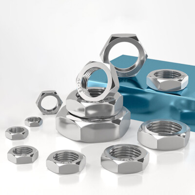304/316 Stainless Steel Fine Pitch Hexagon Half Lock Nuts Hex Thin Nut ...
