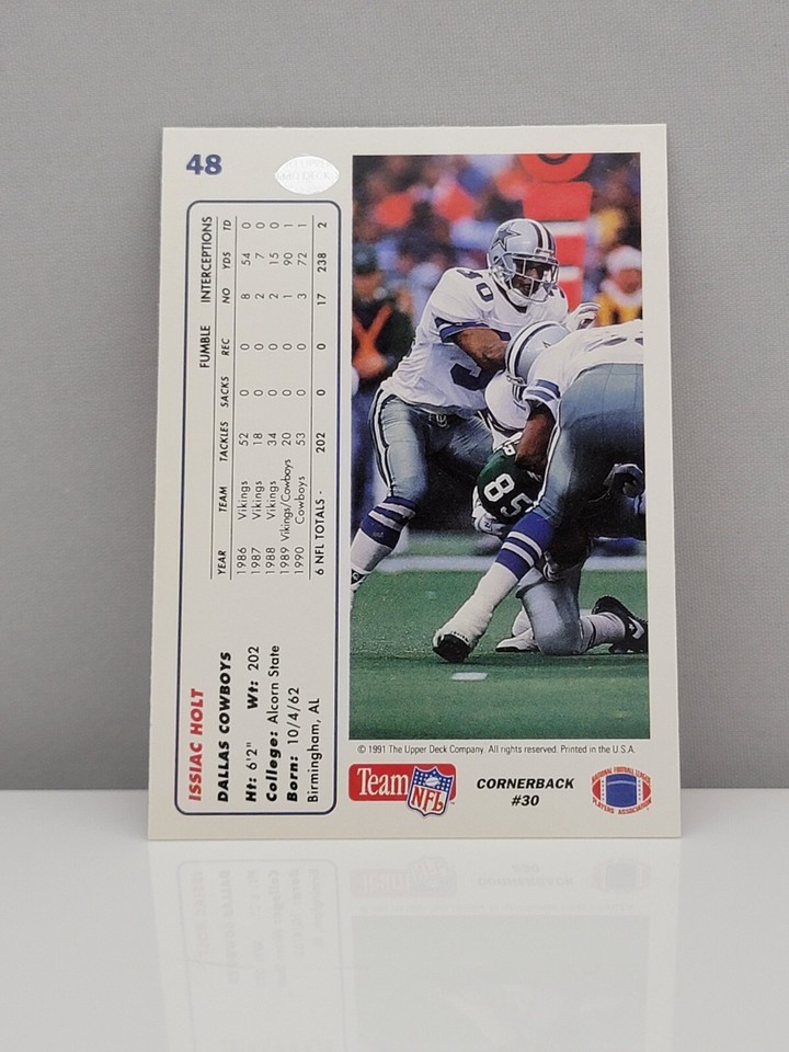 1991 Upper Deck Issiac Holt #48 NFL Dallas Cowboys Football Card | eBay