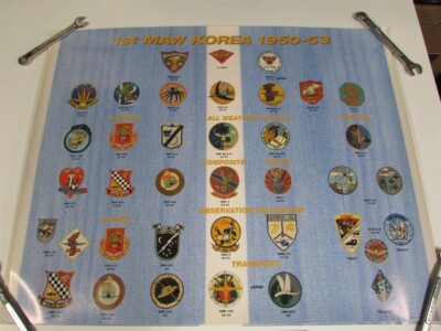 1st MAW KOREAN War USMC Marine Corps Aviation Squadron Patch Art Poster ...