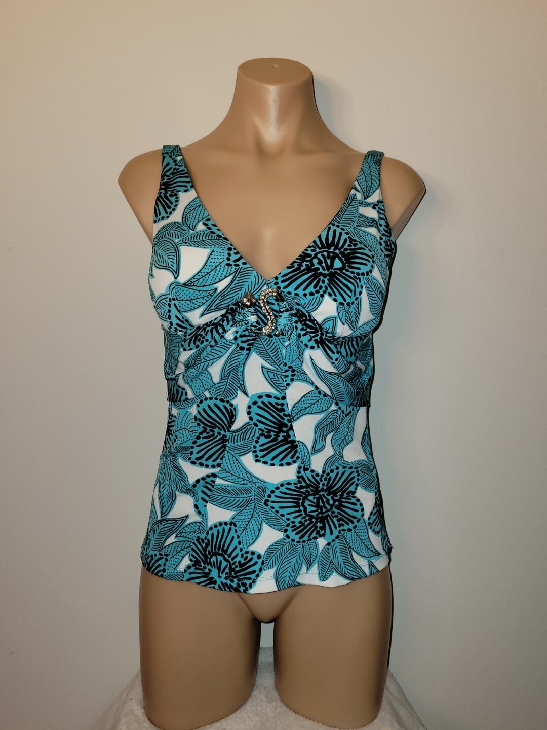 Cache Small Retro Blue White Tropical Floral Snake Ge… - Gem