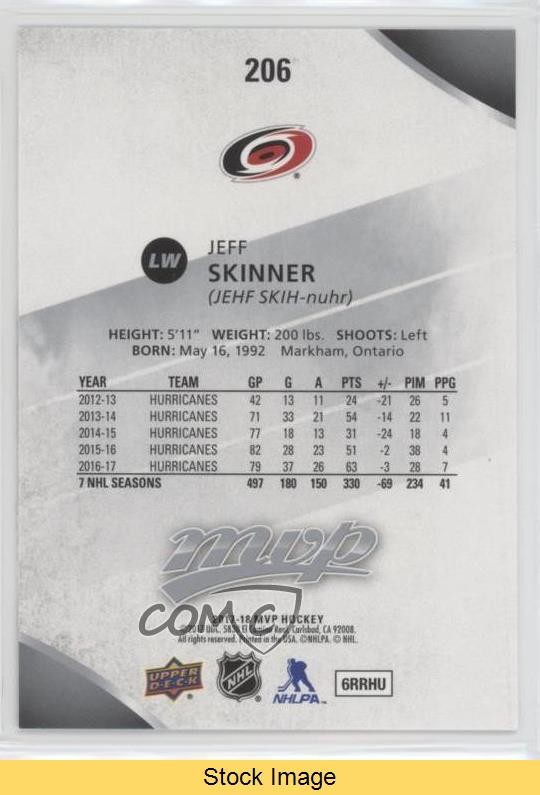 2017-18 Upper Deck MVP High Series Silver Script Jeff Skinner #206 READ ...