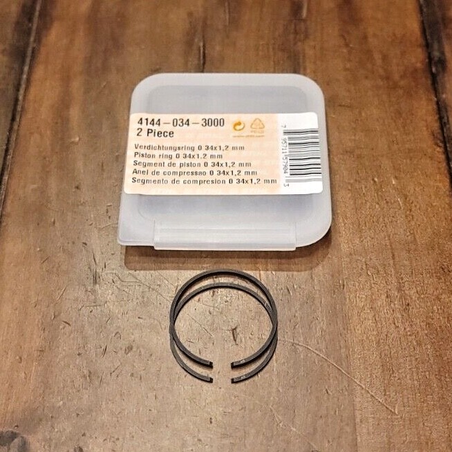 STIHL (2) Piston Rings 34x1.2mm BG50 BG56 BG86 FS56 4144-034-3000 ...