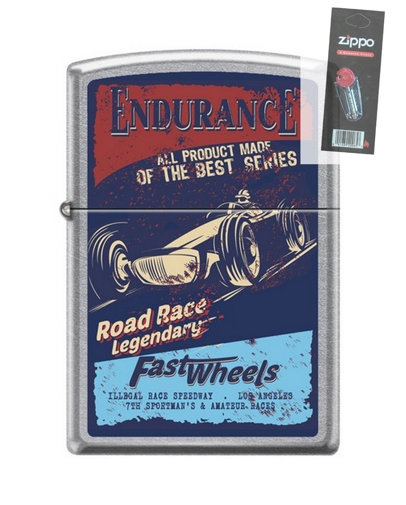 Zippo 207 ENDURANCE FAST WHEELS open wheel road race poster Lighter ...