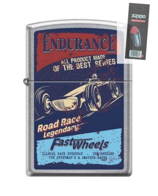 Zippo 207 ENDURANCE FAST WHEELS open wheel road race poster Lighter ...