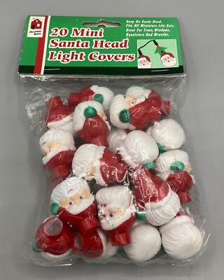 Vintage Retro 20 Plastic Mini Santa Snap On Light Covers For String ...