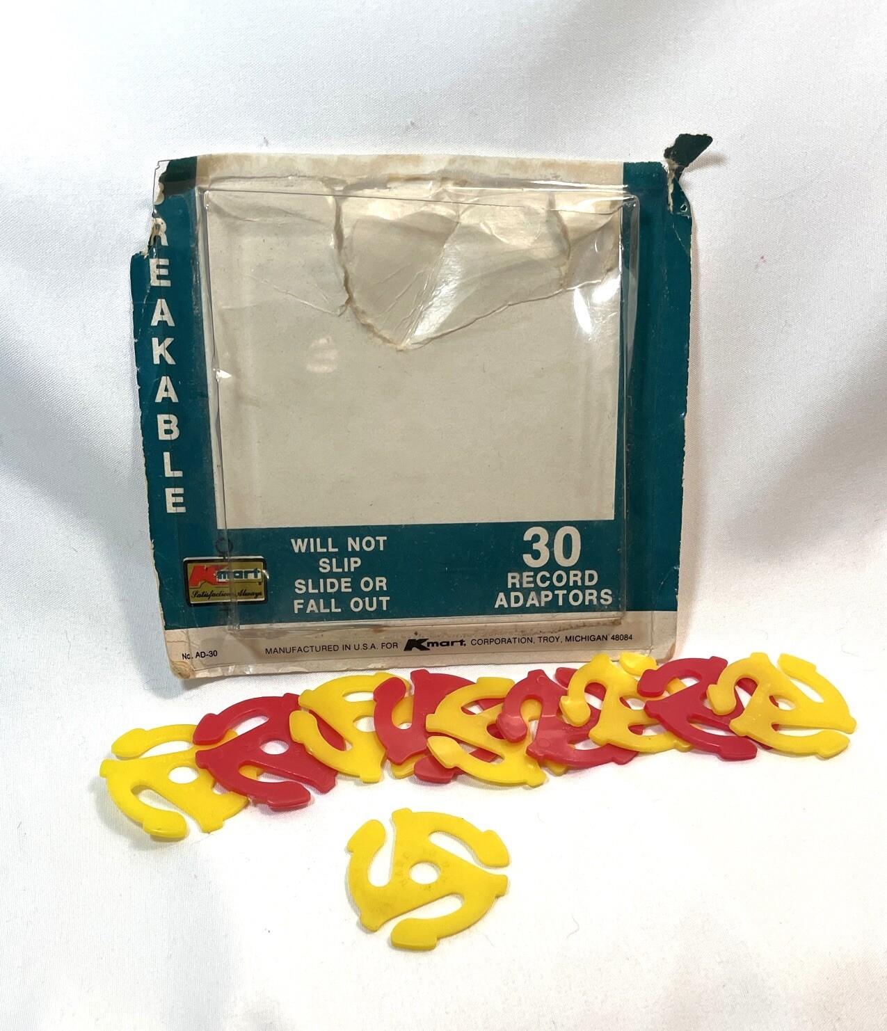 Vintage 45 Record Adapters Plastic Yellow Red Made in USA for KMart Lot ...