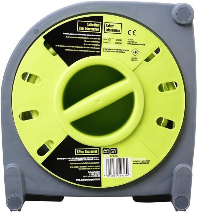 Masterplug 15 Metre Four Socket Extension Lead Case Cable Reel Winding ...