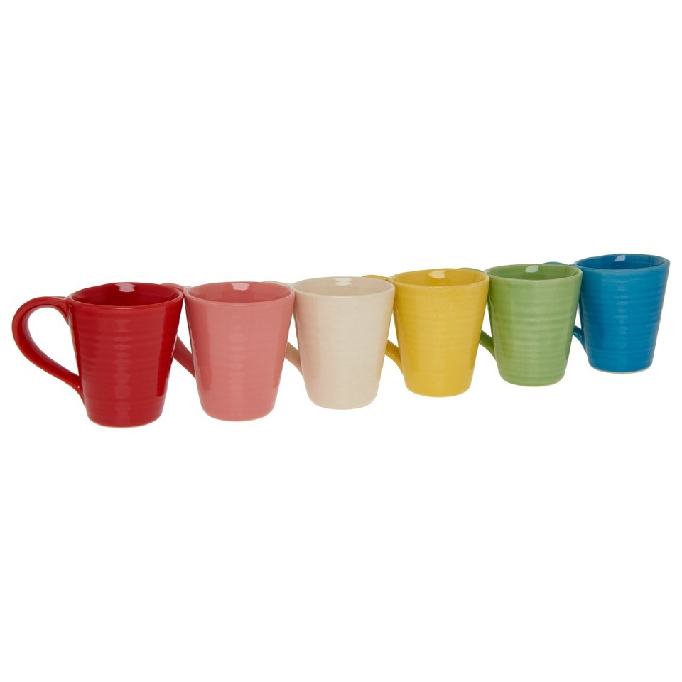 Stoneware mugs Set of 6 mugs Handmade mug Multi Coloured Coffee Large ...