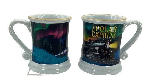 Set Of 2 Polar Express Coffee Mug Hot Chocolate Cup Glass Believe Bell ...