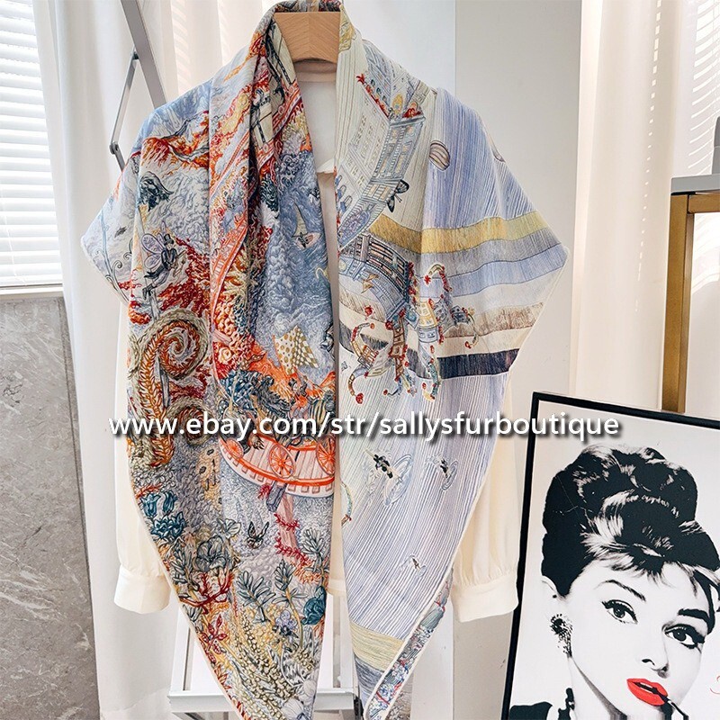 Sallys 70% Cashmere & 30% Silk Wrap Scarf Rainbow Print Double Face ...