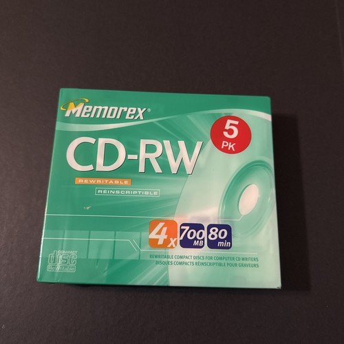 Memorex CD-RW 5 PK Rewritable 700mb 80 Min Audio Recording Time New ...
