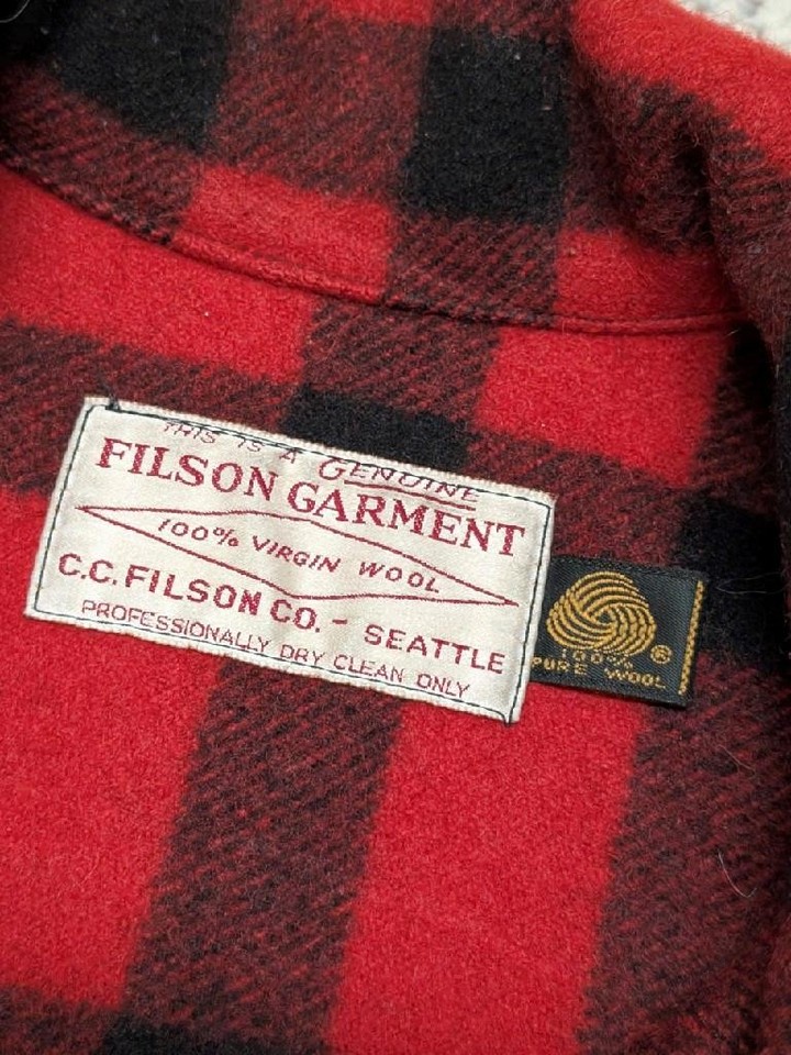 vintage FILSON buffalo plaid MACKINAW cruiser 48 coat WOOL jacket 2XL ...
