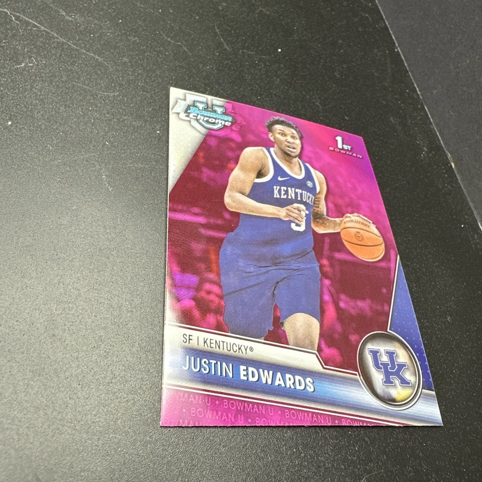 JUSTIN EDWARDS 2023-24 Bowman U Chrome #46 Pink Refractor 1st Bowman ...