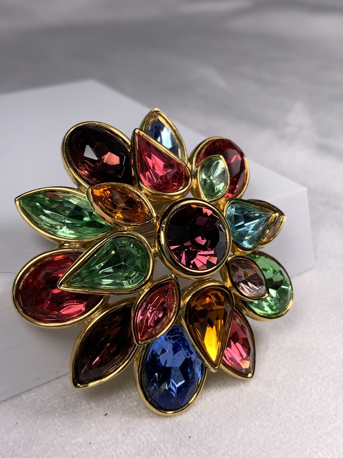 Vintage Joan Rivers Bejeweled Crystal Flower Brooch/Pin Rare | eBay