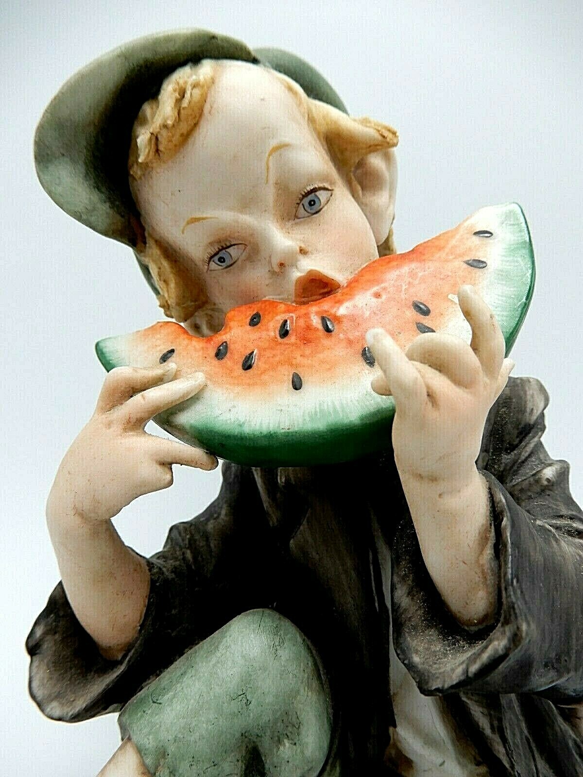 Vintage Boy Eating Watermelon Porcelain Hand Painted Figurine Numbered ...