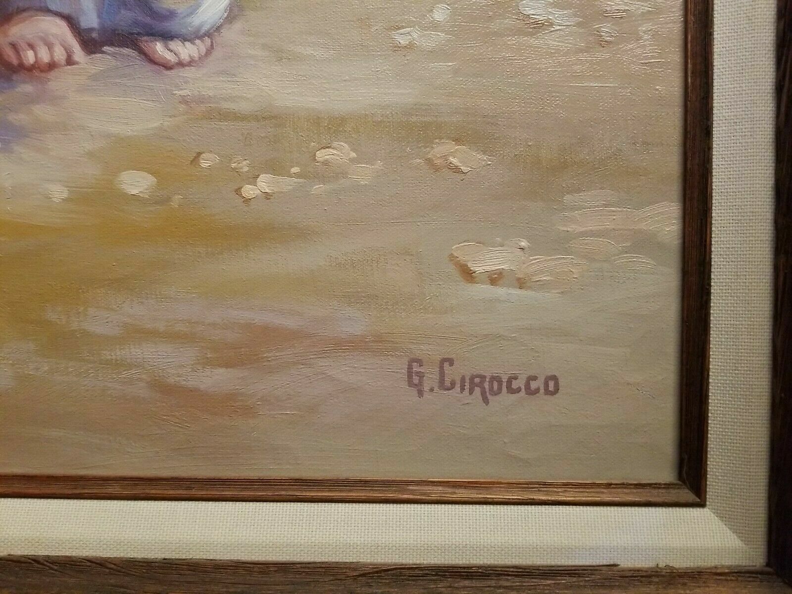 Large original painting on canvas signed G Cirocco children playing at ...