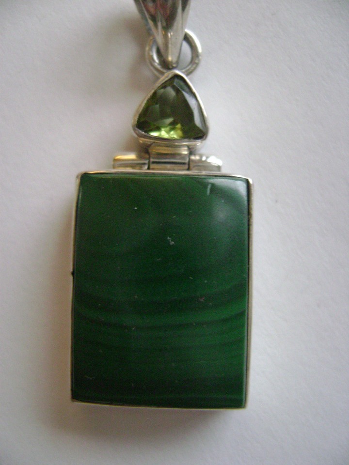 Sterling Silver Genuine Peridot Triangle Malachite Green Sq Stones ...