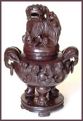 Large hand-carved dark brown antique Chinese soapstone censor Greatly ...