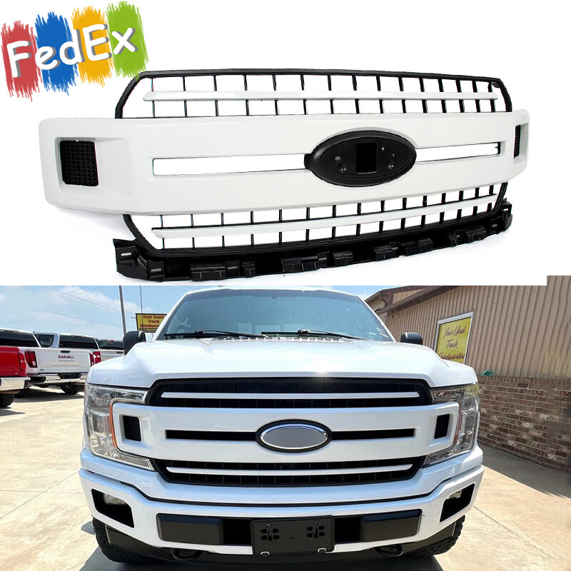 Front Upper Grille Bumper Grill Assembly Oxford White Fit Ford F-150 ...