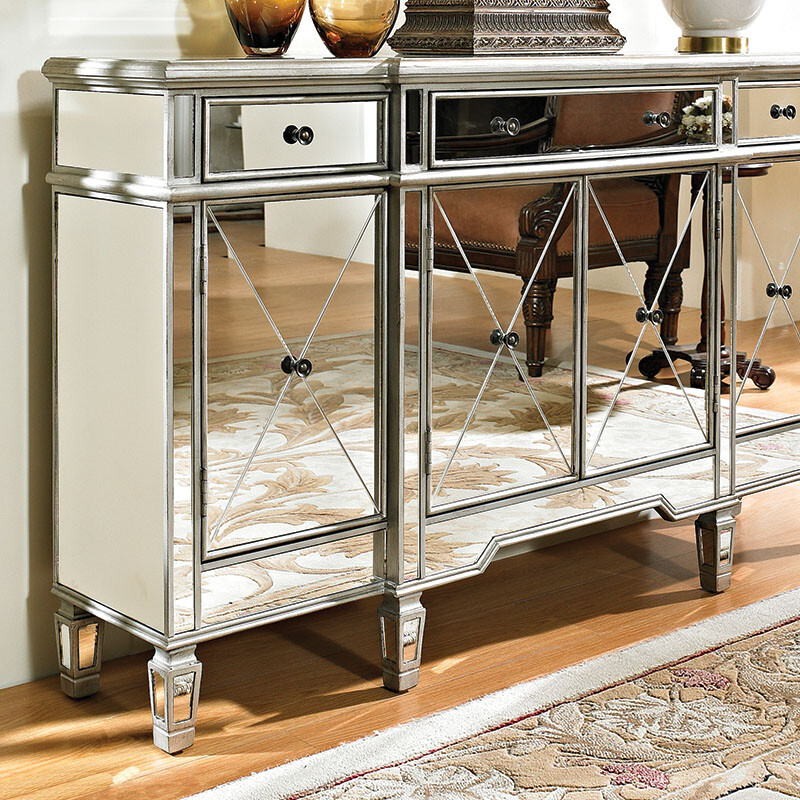Powell Console Cabinet With Mirrored Glass Door | Cabinets Matttroy