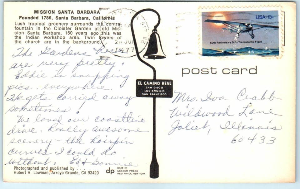 Postcard - Mission Santa Barbara, California | eBay