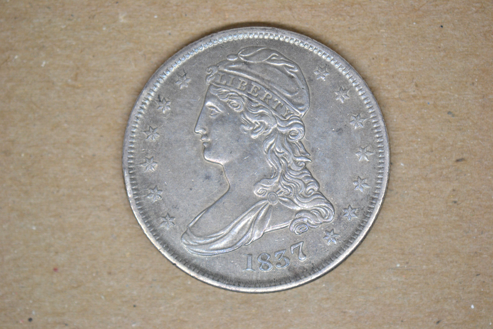 1837 Reeded Edge Half Dollar- AU with small rim bump. Nice Coin. | eBay