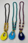 Women's Long Chunky Beaded Handmade Statement Necklace w/Tear Drop ...