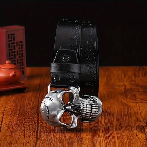 Black Metallic Skull Belt Buckle With Embossed Design (NEW) | eBay UK