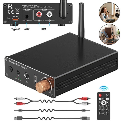 Bluetooth Receiver Hi-Fi Adapter Dual Pairing for Audio Speakers &6.5mm ...
