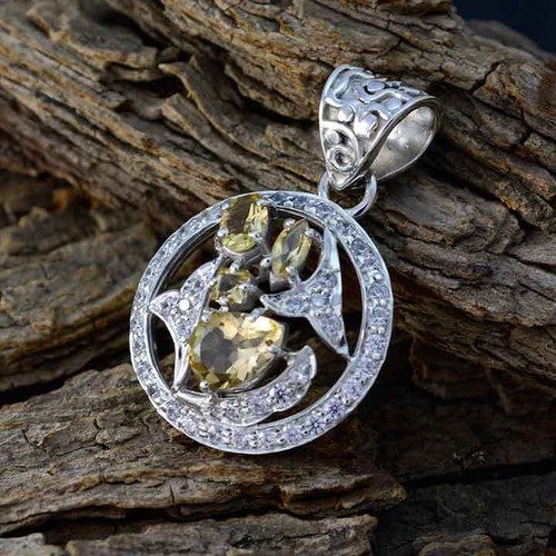 Genuine Yellow Citrine 925 Sterling Silver Multi Shape Locket For Girls ...
