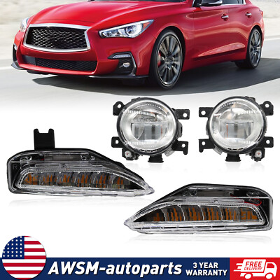 For Infiniti Q50 Q50S Sport 2014-2020 LED Bumper Fog Lamp Turn Signal ...