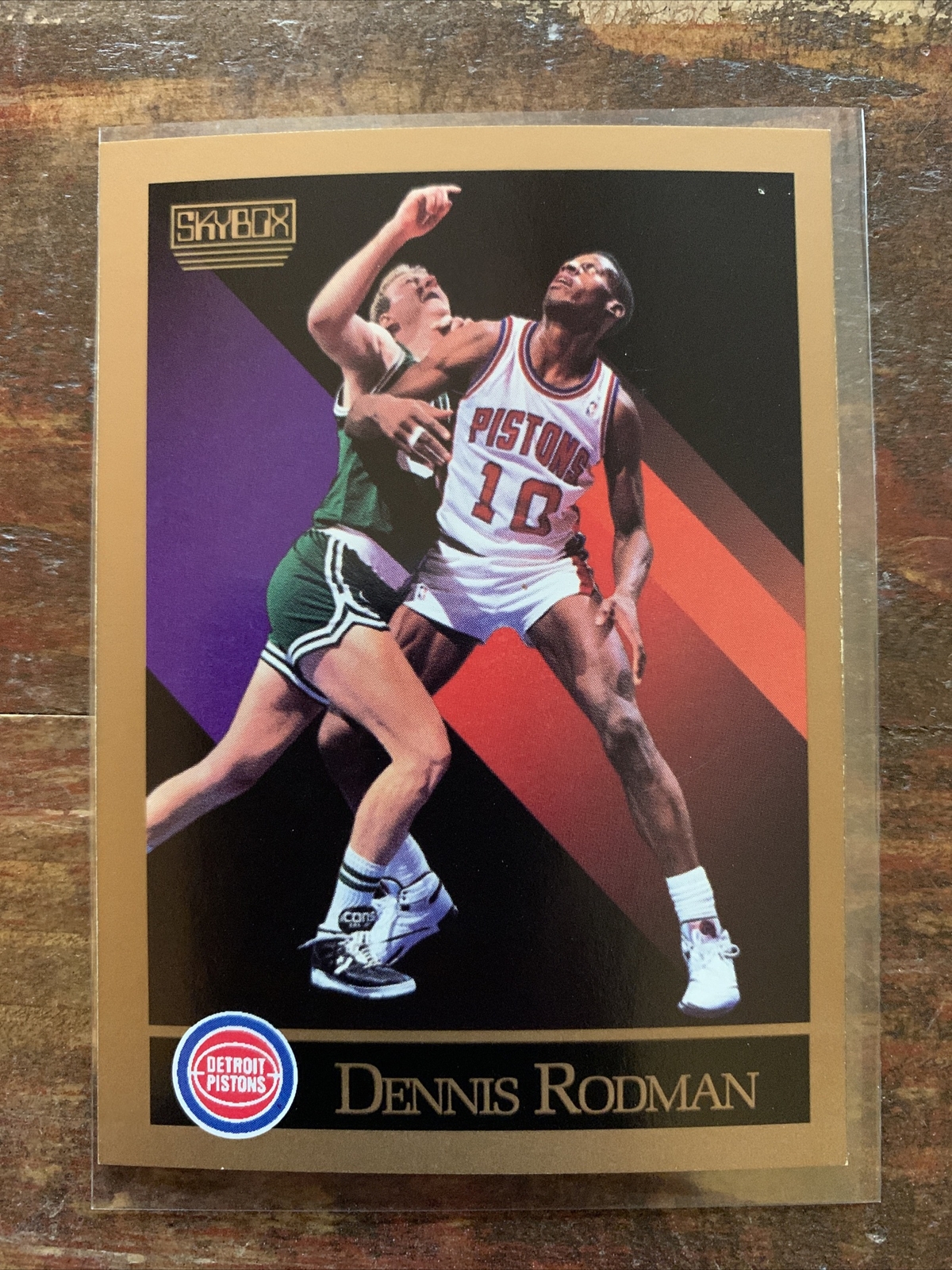 1990-91 Skybox Dennis Rodman #91 Pistons with Larry Bird Awesome Card ...