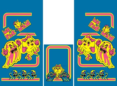Ms PAC MAN Arcade Side Art & kick plate 3 Pc Set Laminated High Quality ...