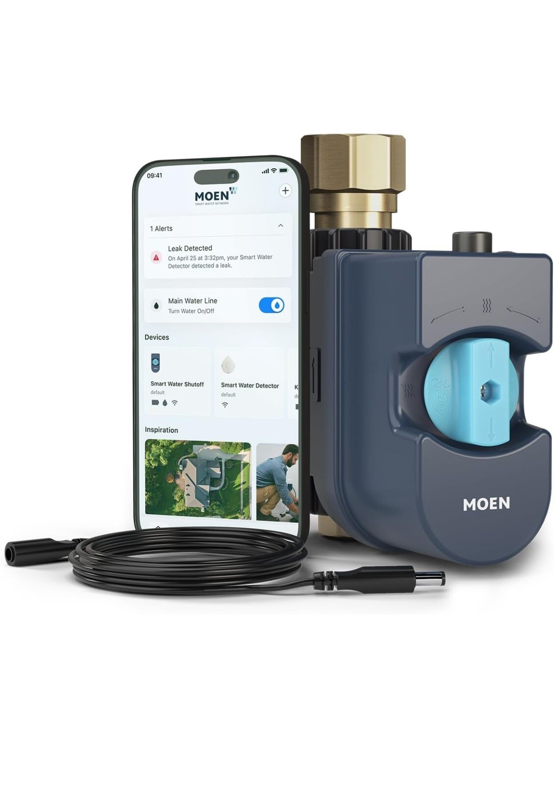 Moen 900-006 Flo 1" Smart Home Water Security Shut off Valve Wi-Fi ...