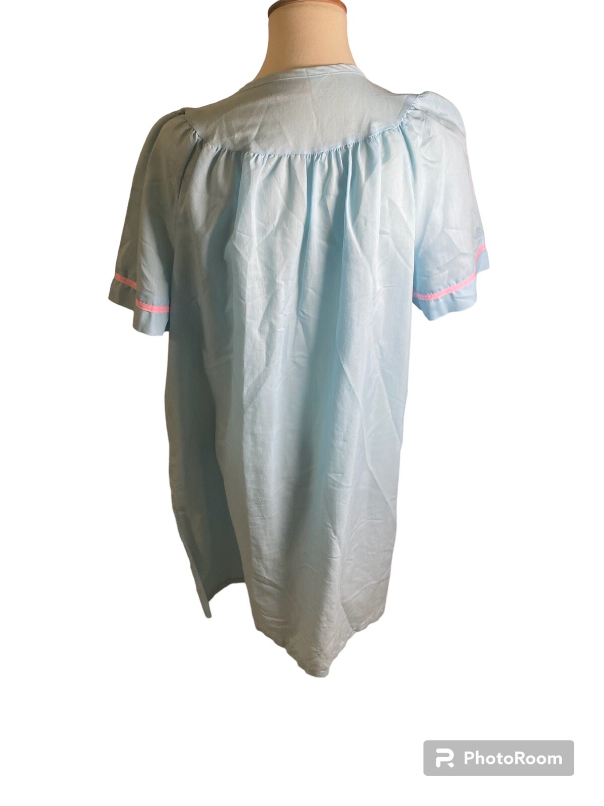 Vintage 70s Blue House Dress With Criss Cross Pattern… - Gem