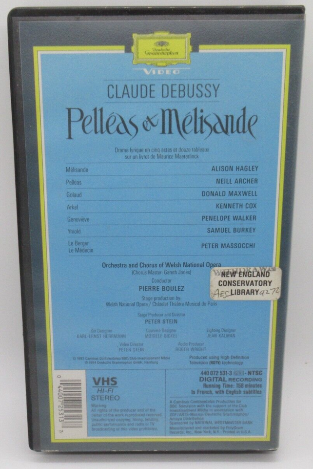 DEBUSSY: PELLEAS ET MELISANDE OPERA VHS VIDEO, NEILL ARCHER ALISON ...