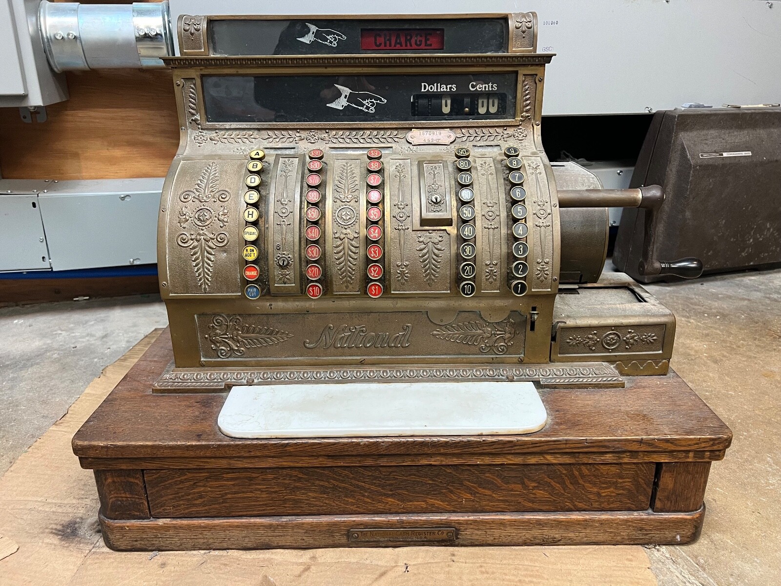 Vintage National Cash Register Model 452-G Brass S1570919 Great ...