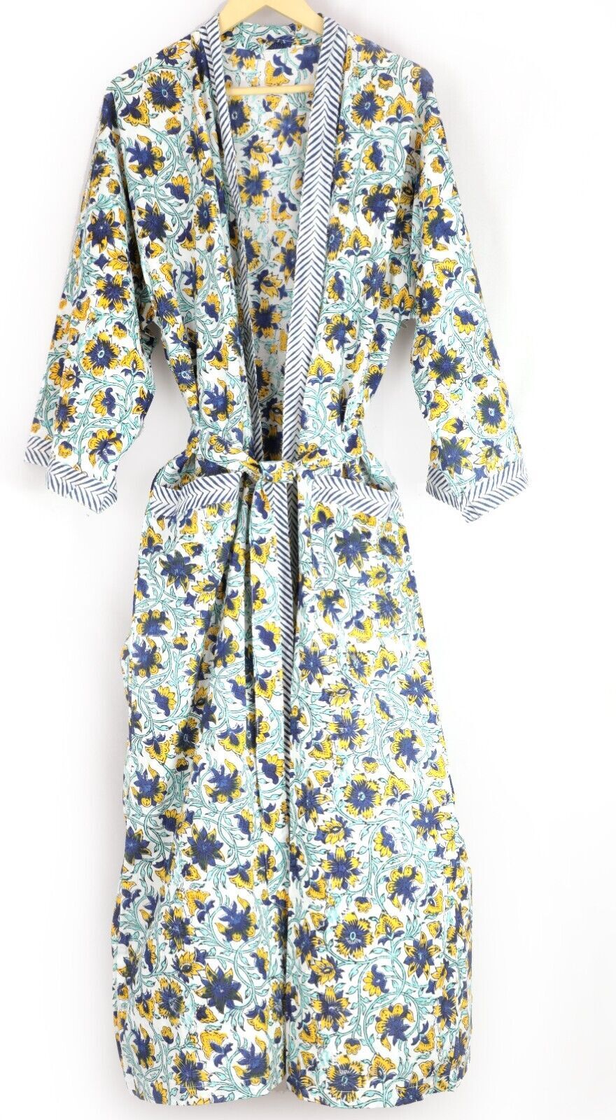 Beautiful Kimono Hand Block Print Cotton Kimono Wedding Intimates Dress ...