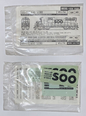 WALTHERS HO SCALE DECAL-SOO LINE DIESEL LOCO - WHITE w/LGE BLK “SOO ...
