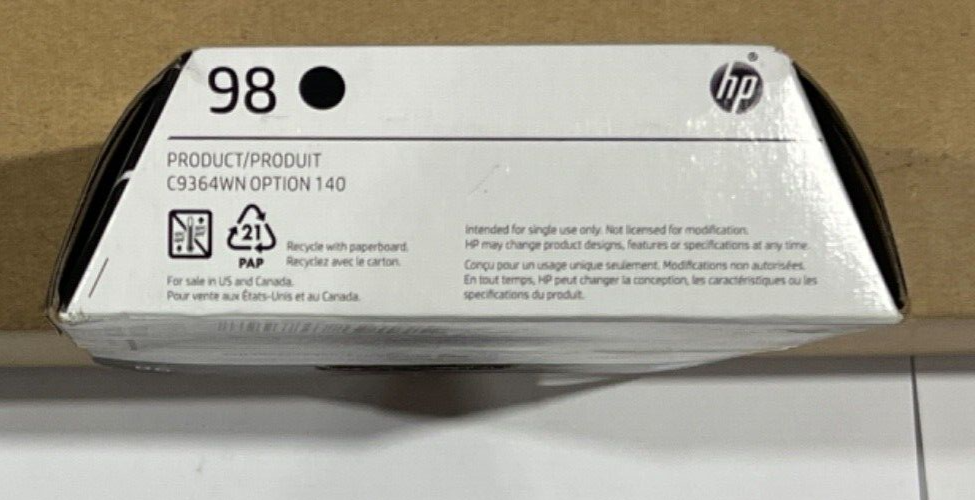 HP 98 Black Ink Cartridge C9364WN (May 24-Jun 24) OEM NIB Free Shipping ...