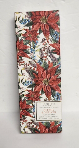 HOPIFICIO Firenze Citrus & Vetiver Box of 3 Triple Milled Soaps 3 x 5.2 ...