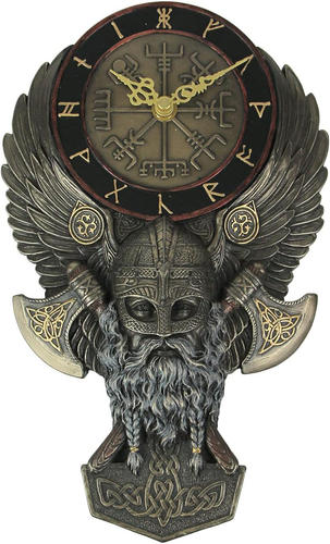 11 3/8" Twin Axe Viking Berserker Wall Plaque Clock Cold Cast Resin ...